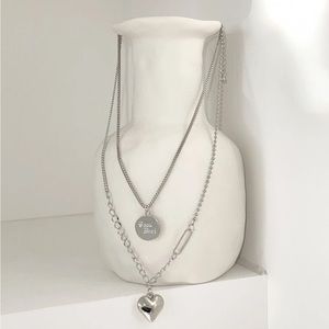 Jewelry | Silver Layered Engraved Good Luck Necklace | Poshmark